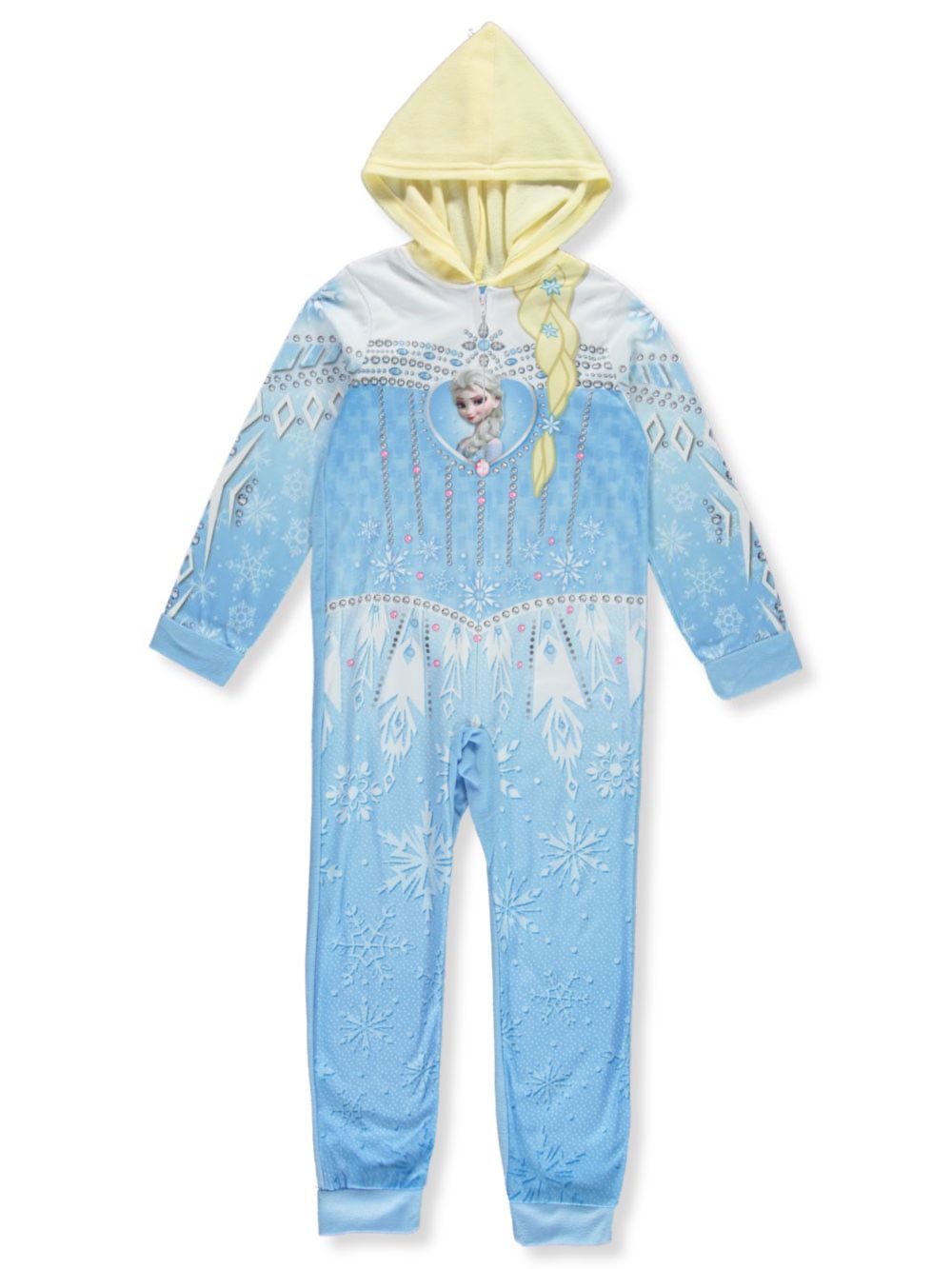 Disney Frozen Girls' Jeweled Elsa Hooded 1-Piece Pajamas (Toddler ...