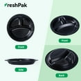 FRESHPAK Reusable Plastic Plates, DHF10 3 Compartment Black Dinner ...