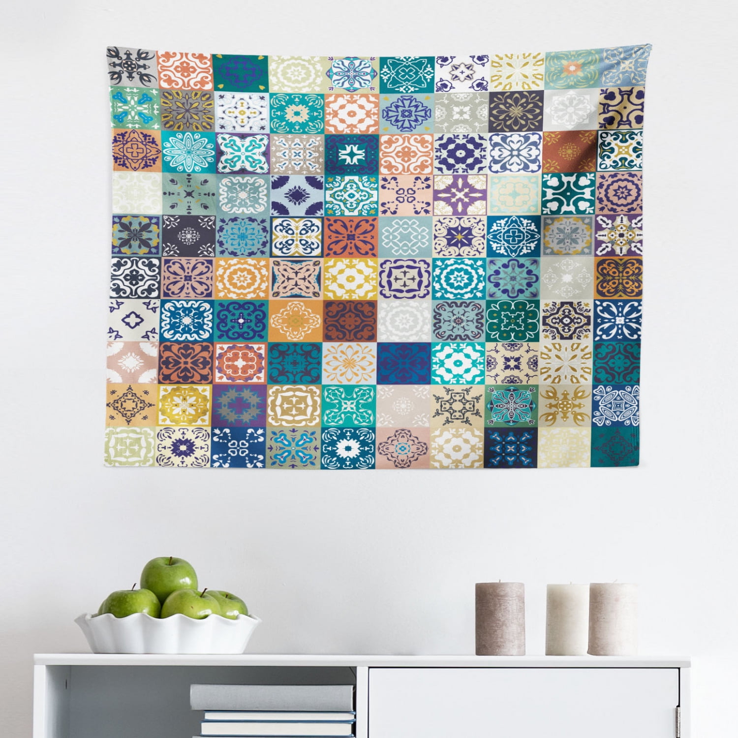 Moroccan Tapestry, Nostalgic Eastern Art Motifs with Floral Ornaments ...