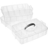 Casewin 3 Tier Transparent Plastic Stackable Storage Box - Adjustable ...