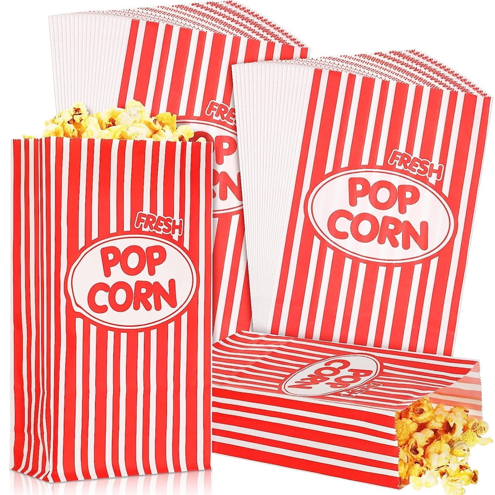 NOGIS 100 Pcs Paper Popcorn Holders, 1 oz Red and White Striped Popcorn ...
