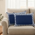 Abstract Navy Blue Check Waterproof Throw Pillow Covers Set of 2 Modern ...