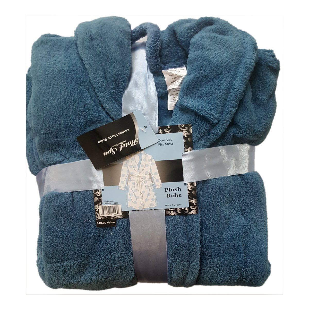 Hotel Spa Collection Ladies' Plush Robe - One Size, Blue - Walmart.com