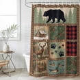 Animal Patchwork Shower Curtain, Forest Farmhouse Bear Deer Tree ...