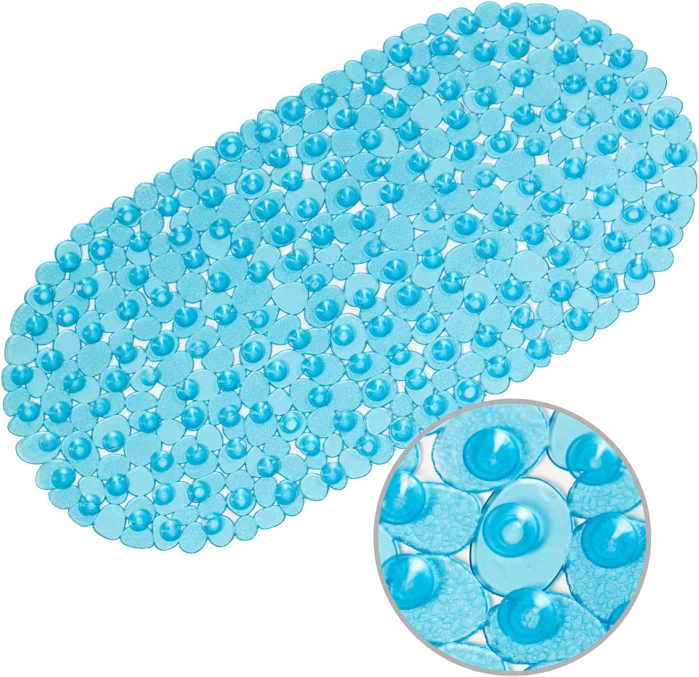 Bath Mat Clear Non-Slip Bathtub Mat with Suction Cups, Oval 27 x 14 ...
