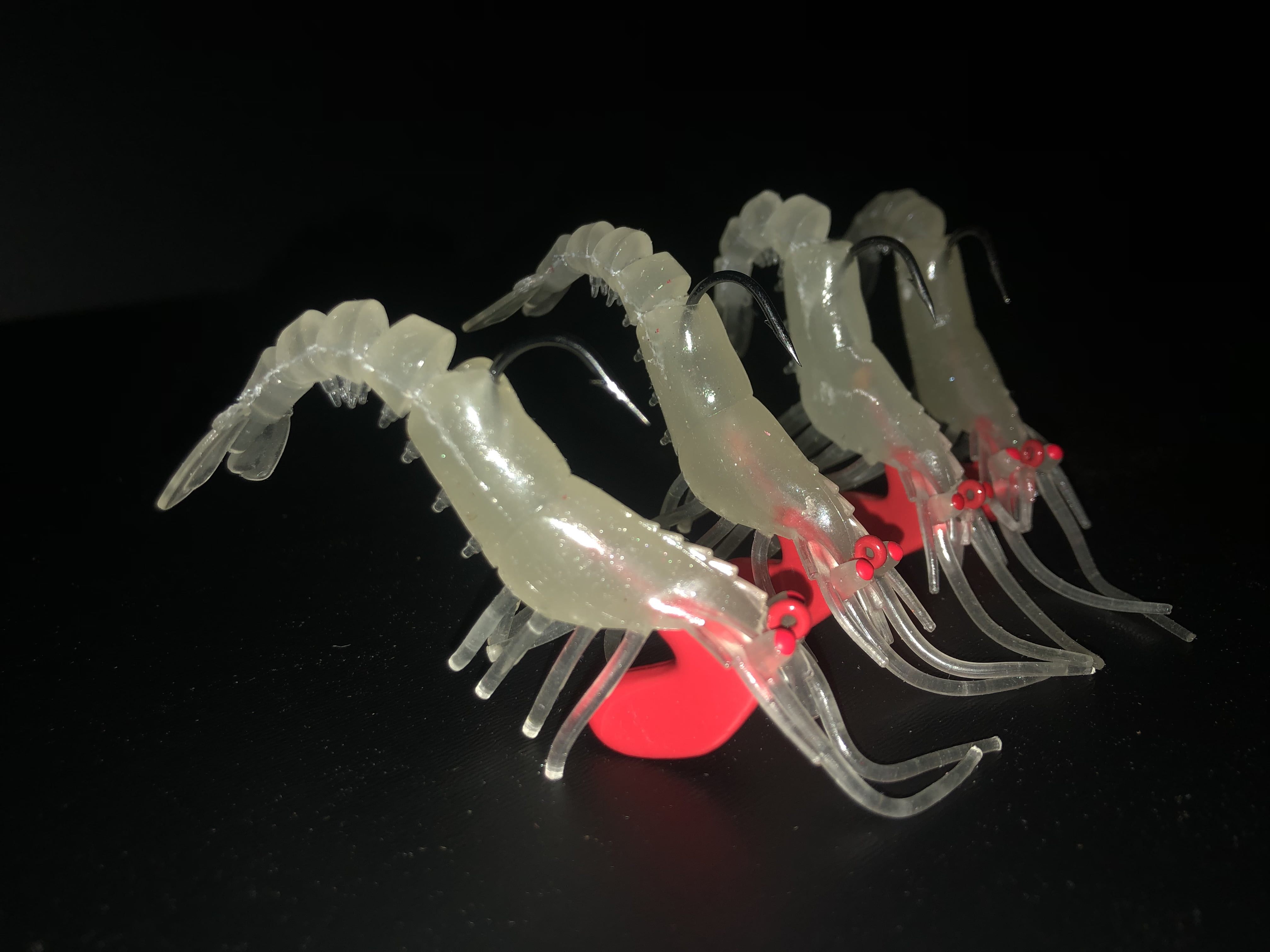 4 Piece Set 12g 70mm Mojo Tackle Co. Artificial Shrimp Lures GLOW ...