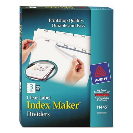 Avery-Dennison 11446 Print & Apply Clear Label Dividers With White Tabs ...