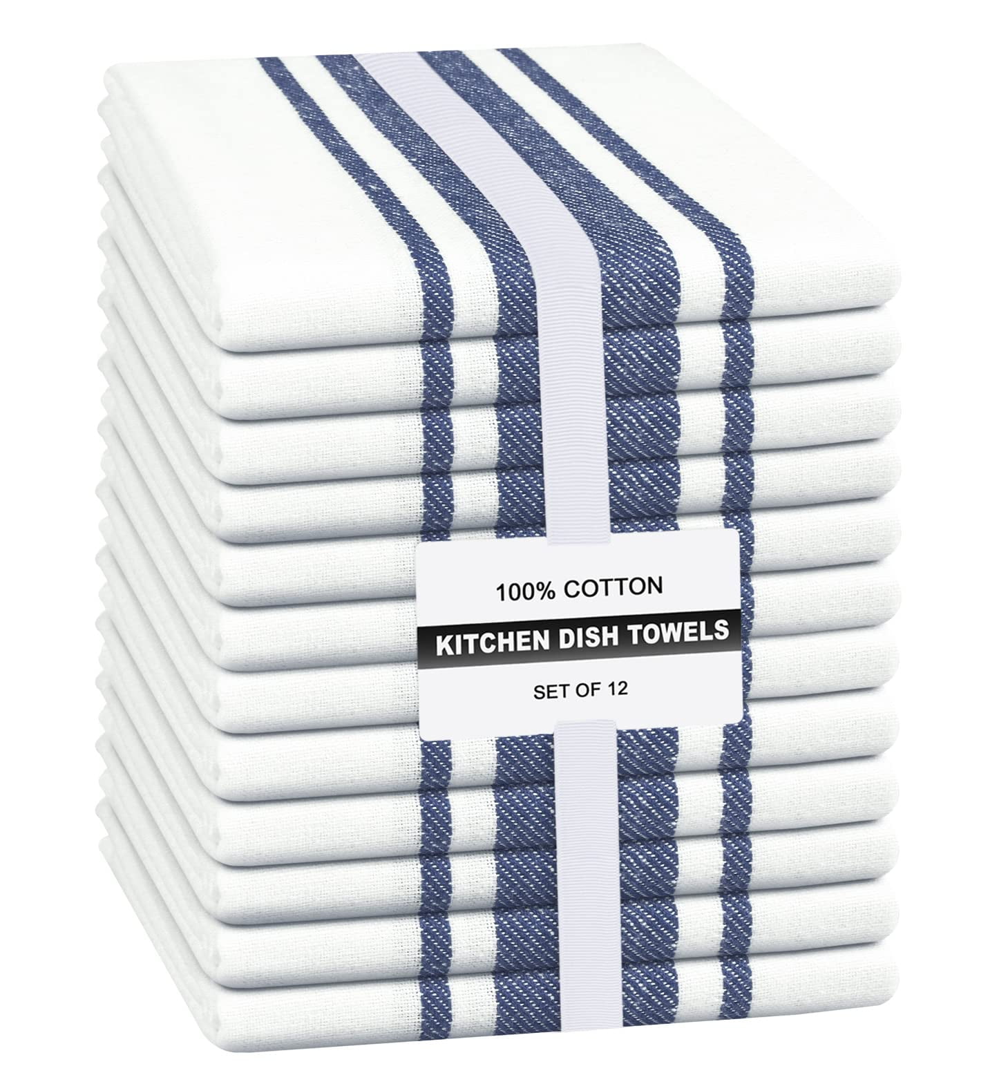 Linen Hub Set of 12 Kitchen Dish Towels Cotton 15x25 Absorbent Durable ...
