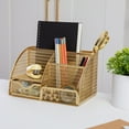 Martha Stewart Ryder Gold Mesh Metal Small Desktop Organizer for Office ...