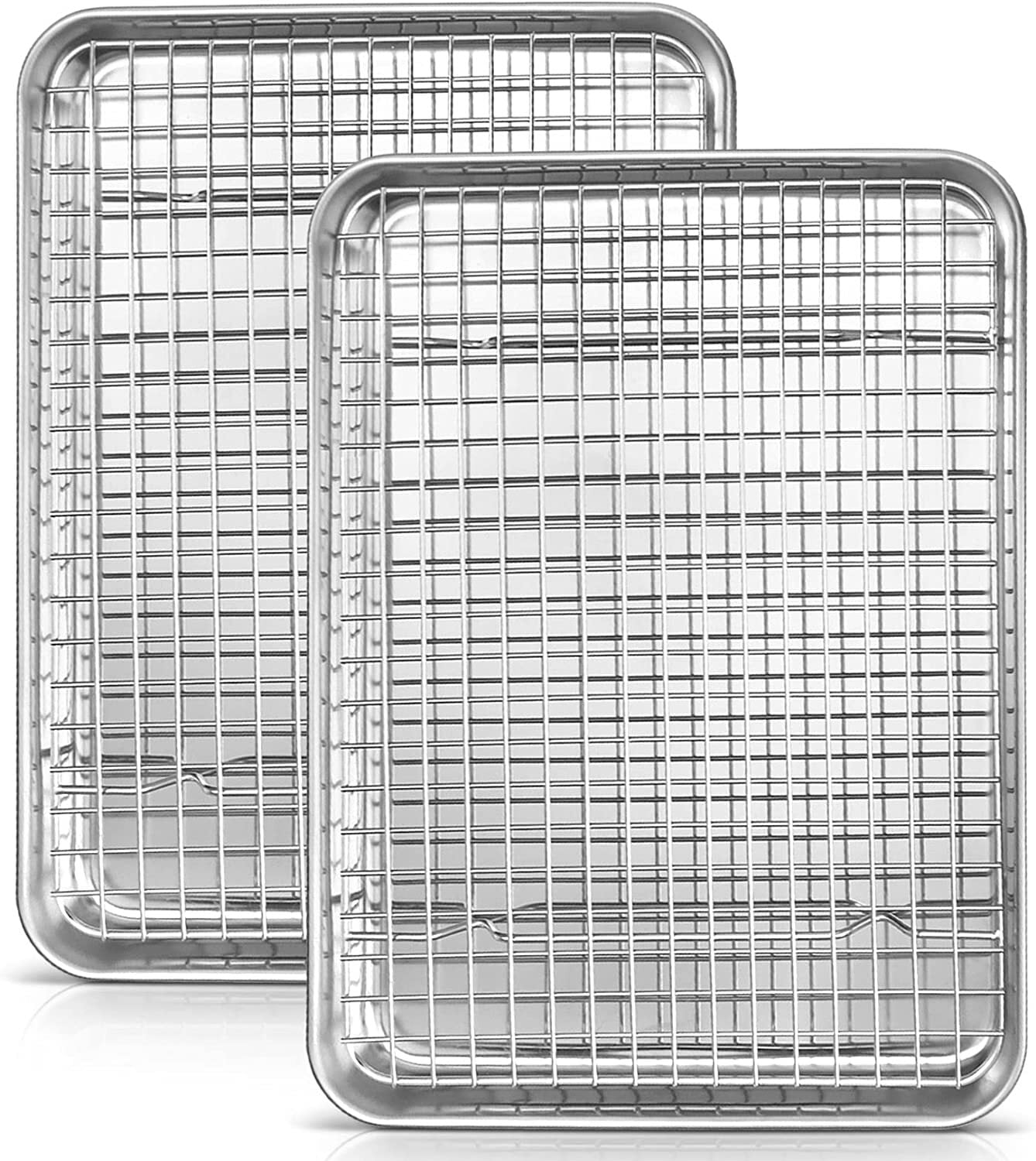 Stainless Steel Baking Sheet with Rack Set [2 Pans + 2 Racks], Cookie ...