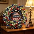 4th Of July Red, White, And Blue Wreath, Weather-Resistant Hanging ...