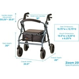 NOVA Zoom Rollator Walker with 20 Seat Height, Rolling Walker with ...