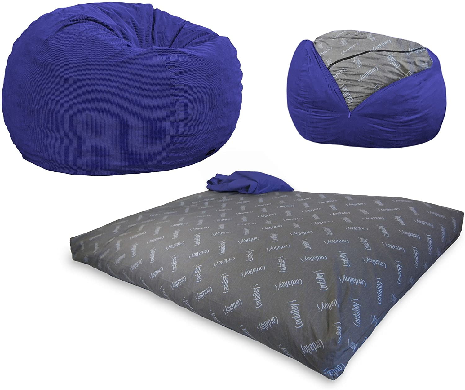 CordaRoy's Corduroy Convertible Bean Bag Chair, King Classic, Navy ...
