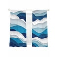 Abstract Ocean Sea Waves Chiffon Sheer Curtains 72 Inches Long Gradient ...