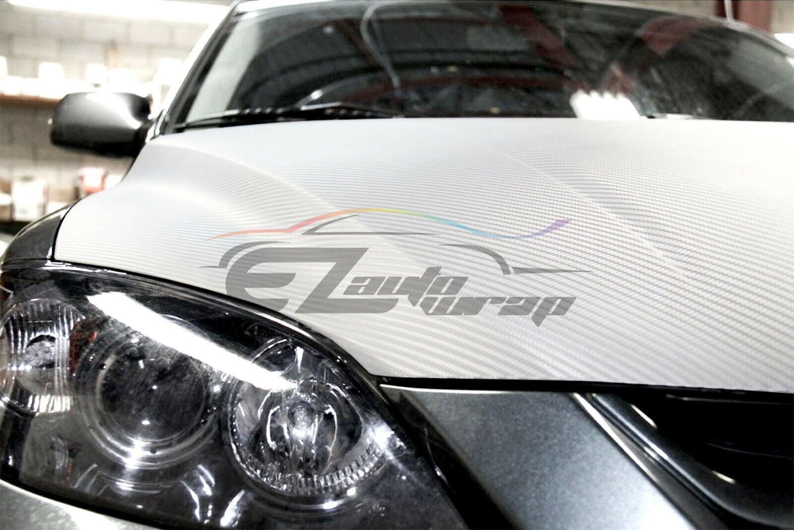 Buy EZAUTOWRAP 3D Carbon Fiber Textured White Car Vinyl Wrap Sticker ...