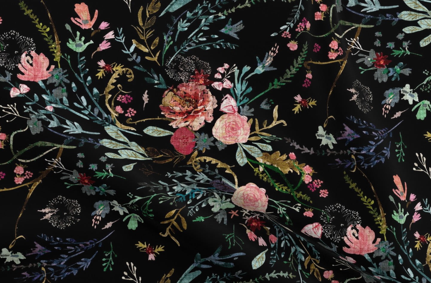 Black Floral Fabric