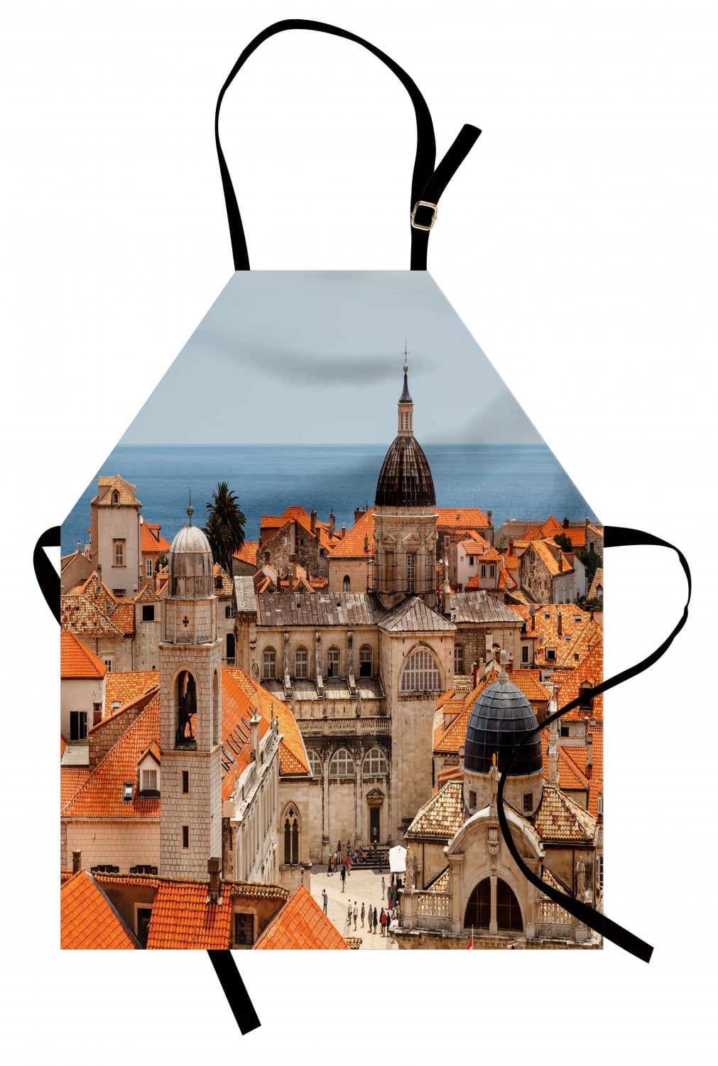 European Apron Aerial View on the Old City of Dubrovnik Walls Medieval ...