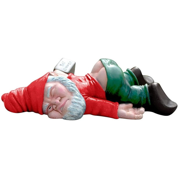 SAYDY Funny Drunk Gnome Garden Statue, Cute Resin Drunk Alcoholic Dwarf ...