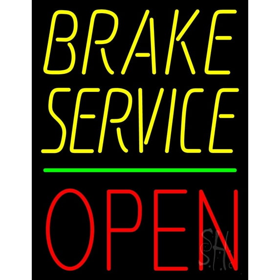 Brake Service Open LED Neon Sign 19 x 15 - inches, Clear Edge Cut ...
