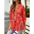 Nlife Women's Fashion Bohemian Spring Blouse, 3/4 Sleeve V-Neck Floral ...
