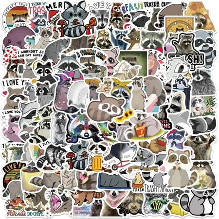 Raccoon Stickers 100PCS Animal Stickers Vinyl Waterproof Sunsproof ...