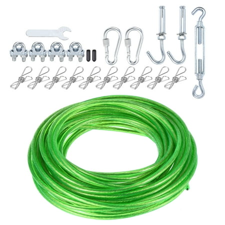 Unique Bargains PE Coated Steel Cable Kit, 1/4'x49ft Plastic ...