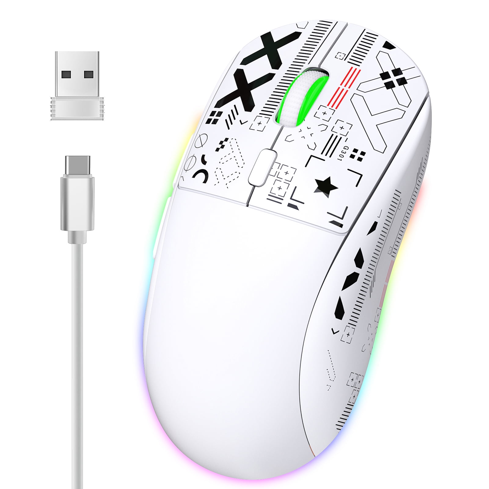 Ratón T90 2.4G Mecánico Inalámbrico Rouse Rgb Gaming Mouse Diseño ...
