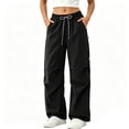 Ailaofu Women's Summer Drawstring Waist Parachute Pants Casual Loose ...