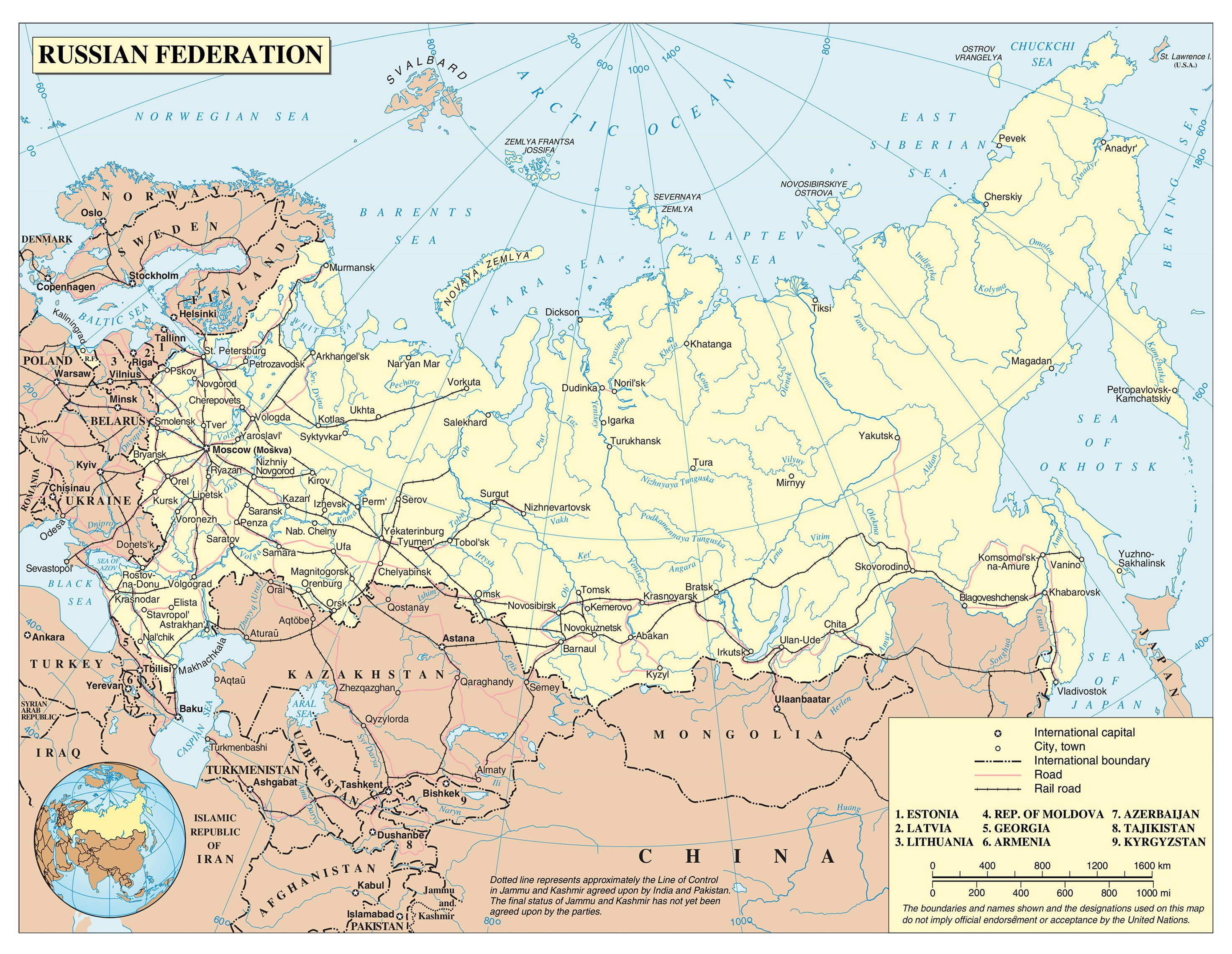 Palmetto Posters 24x31 Laminated Poster: Large political map of russia ...
