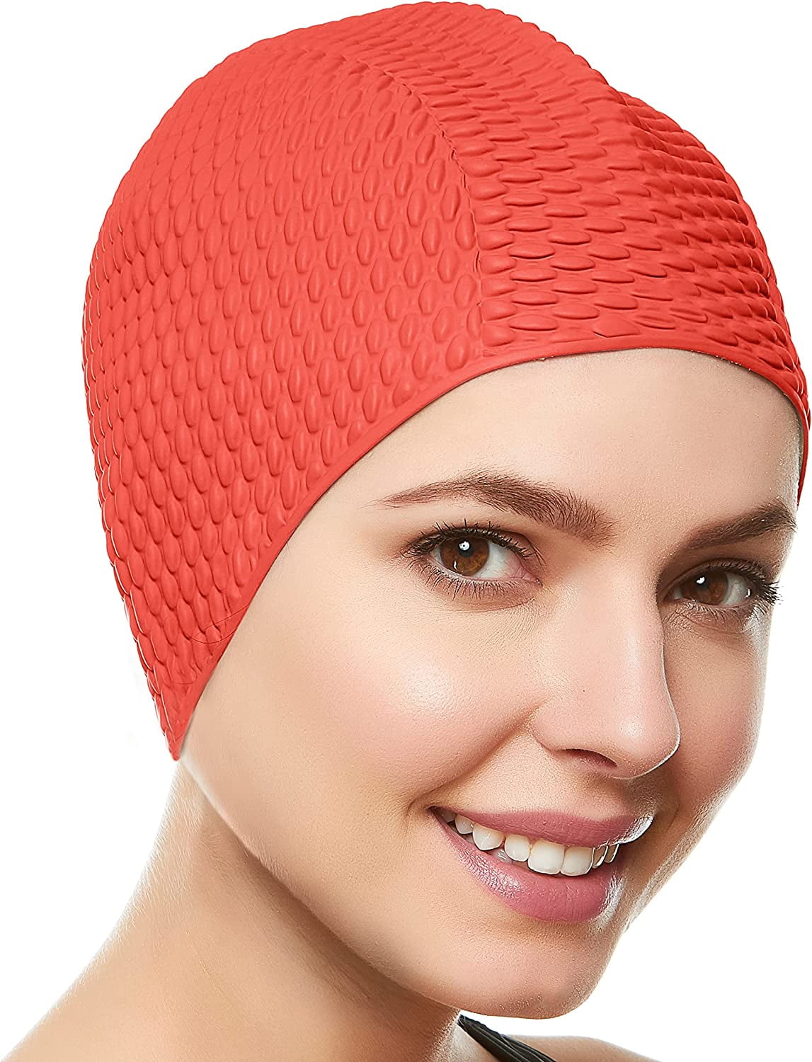 Beemo Swim Bathing Caps for Women/Girls Retro Style Latex with Embossed ...