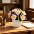 AURIGATE Artificial Peach Blossom Potted Plant 3.94 Inch, Mini Fake ...