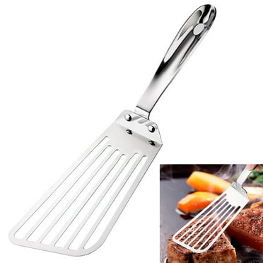 HIC Frying Fish Spatula, Slotted Angled Metal Blade, 18/8 Stainless ...