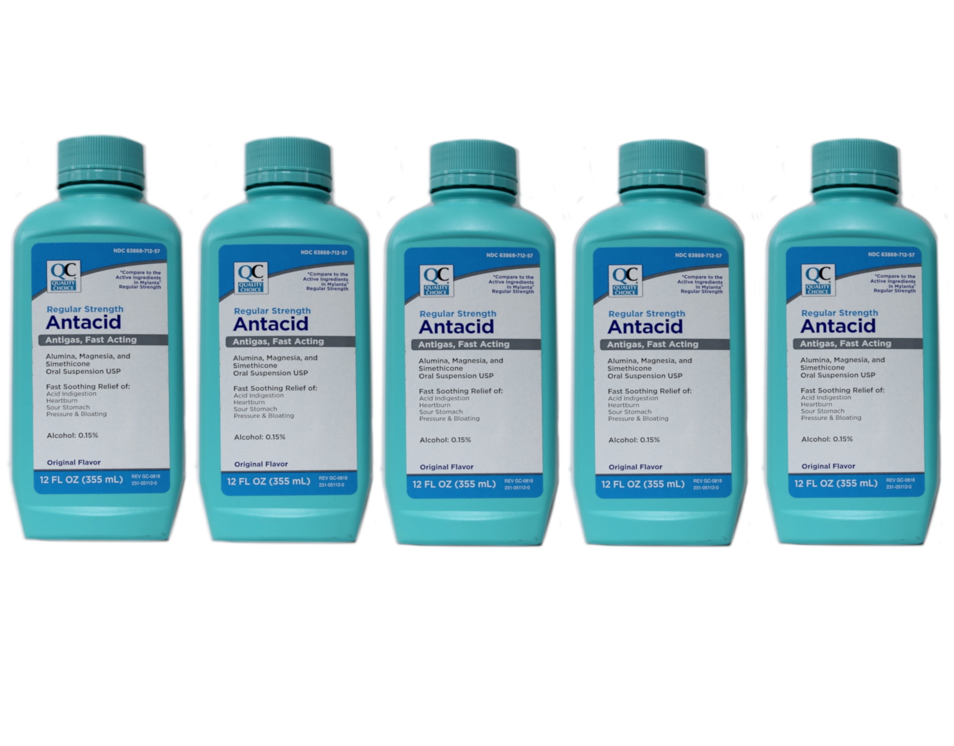 5 Pack Quality Choice Antacid Regular Strength Mylanta Antigas 12 Oz ...