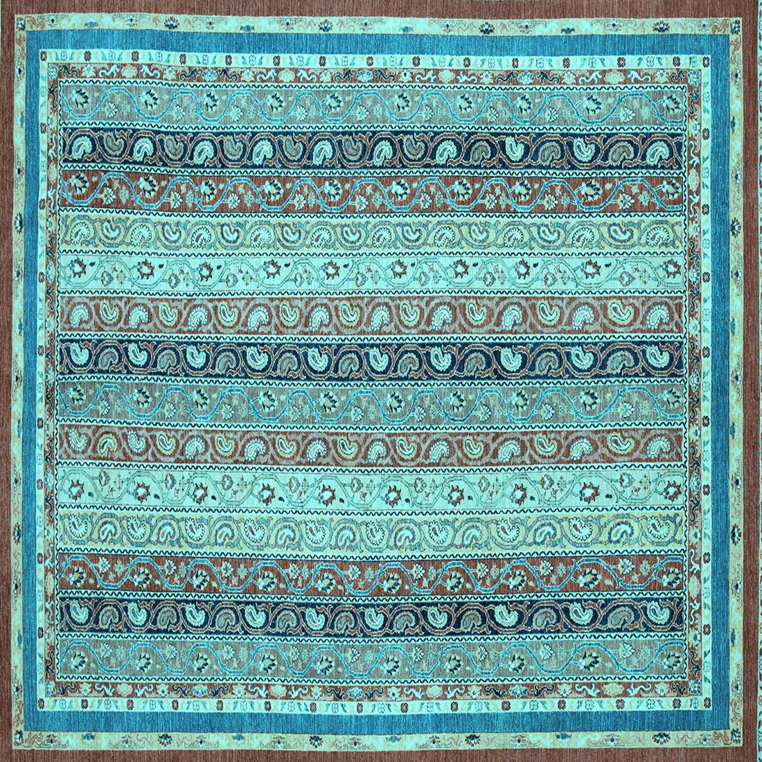 Ahgly Company Indoor Square Oriental Light Blue Modern Area Rugs, 7 ...