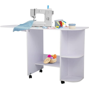 South Shore Crea Sewing Craft Table on Wheels, White - Walmart.com