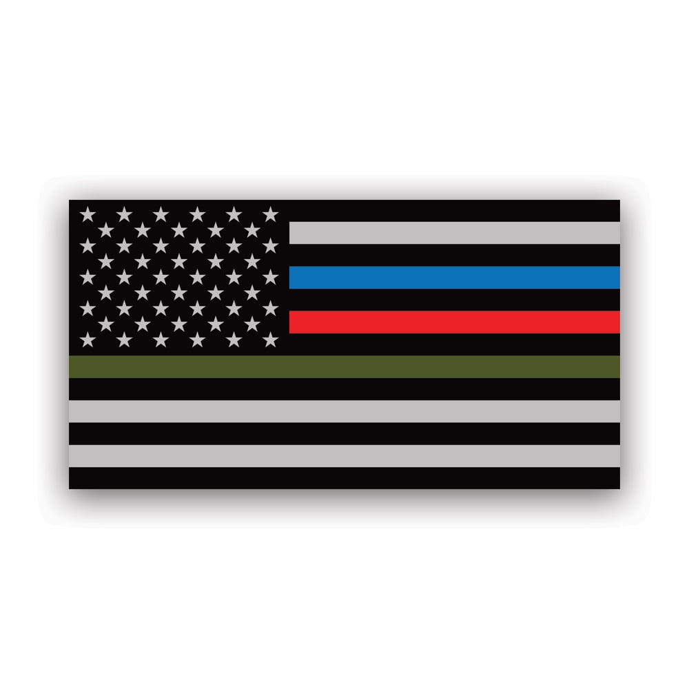 Thin Blue Line Police Firefighter Military Flag Sticker Decal - Self ...