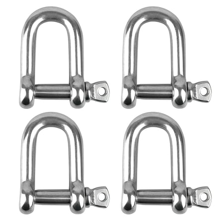 YDJKET Triomphe Bow Shackle 4 Pieces M8 Stainless Steel D Shape Chain ...
