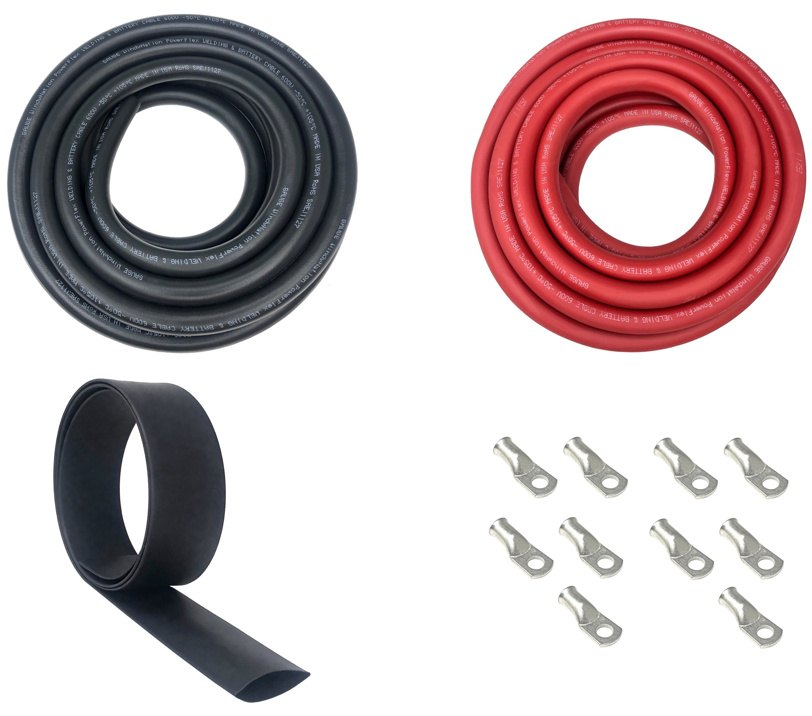 4-Gauge 10 ft. Black/10 ft. Red Welding Cable Kit Includes 10-Pieces of ...