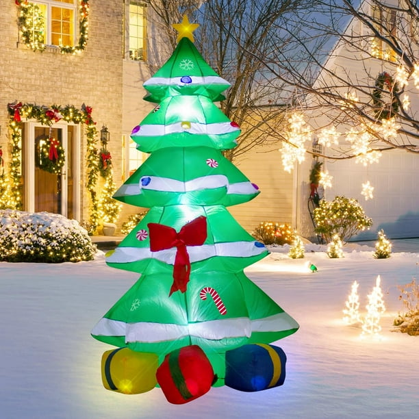 6 Foot Christmas Inflatable Christmas Tree with Gift Box Decoration ...