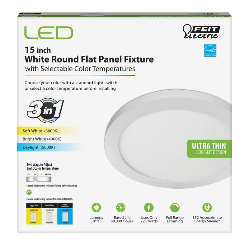 Feit Electric Led Flat Panel Light Fixture Edge Lit Technology | Shelly ...