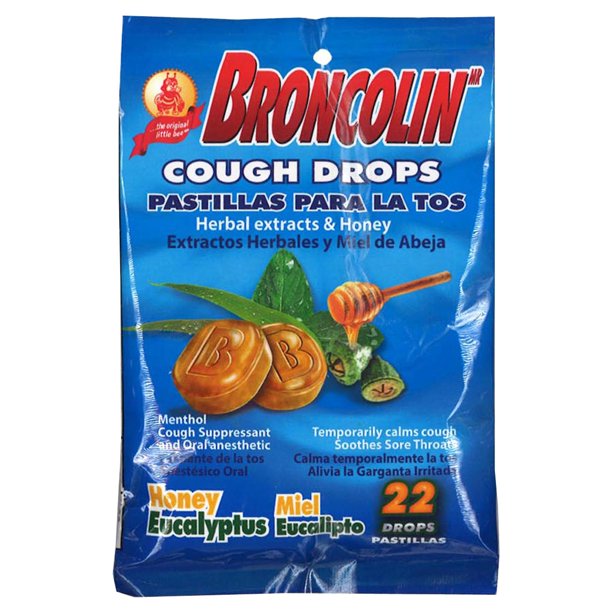 Broncolin Honey-Eucalyptus Cough Drops, 22 Ct - Walmart.com - Walmart.com