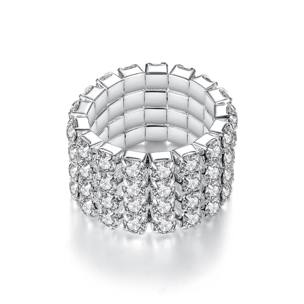 Stretch Ring with 4 Rows of Sparkling Crystal Rhinestones - Walmart.com