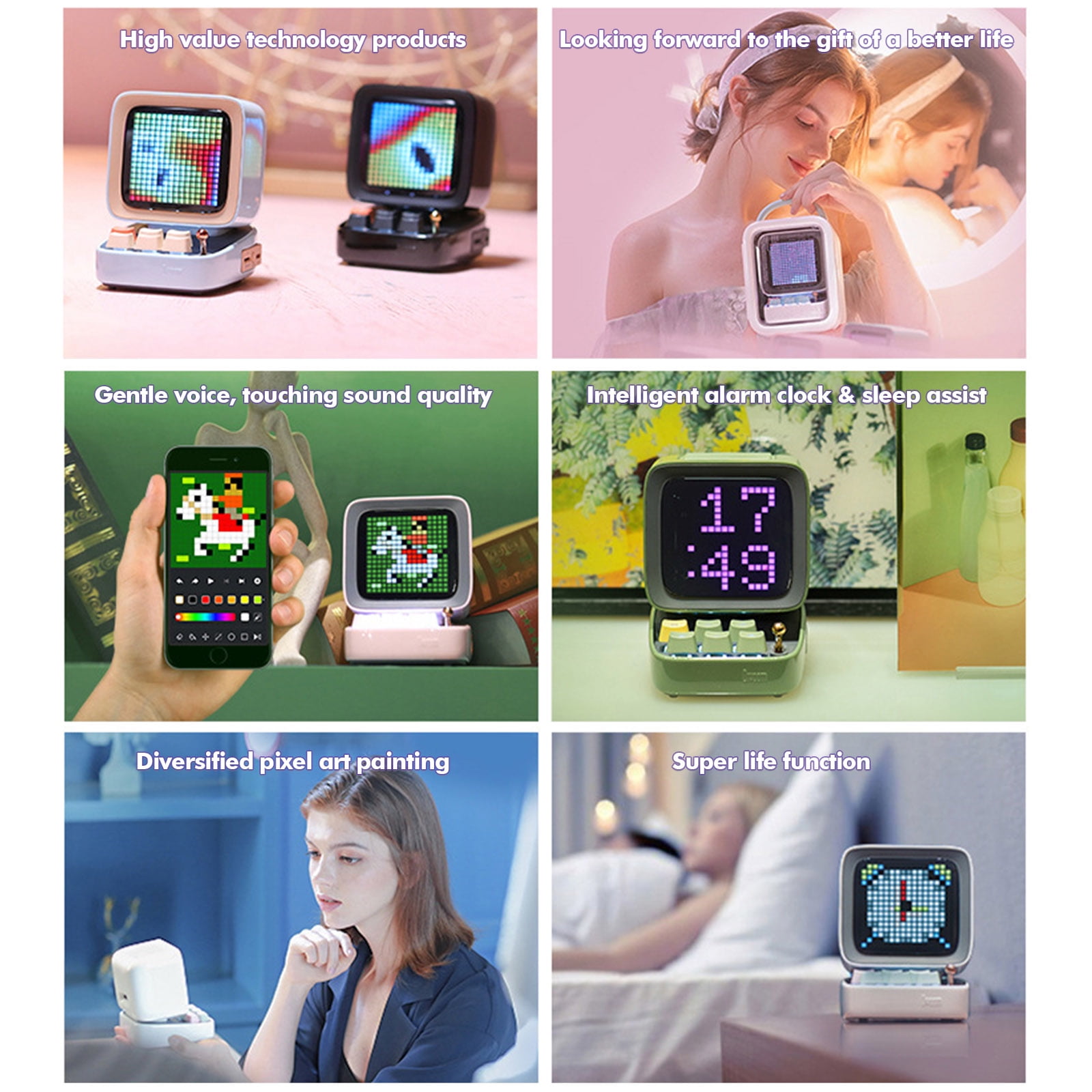 Buy Divoom Ditoo Portable Retro Speaker Pixel Art DIY Box Alarm Clock ...