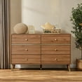 MIDODO 6 Drawer Dresser with 4 Foldable Drawer Dividers, Wood Mid ...