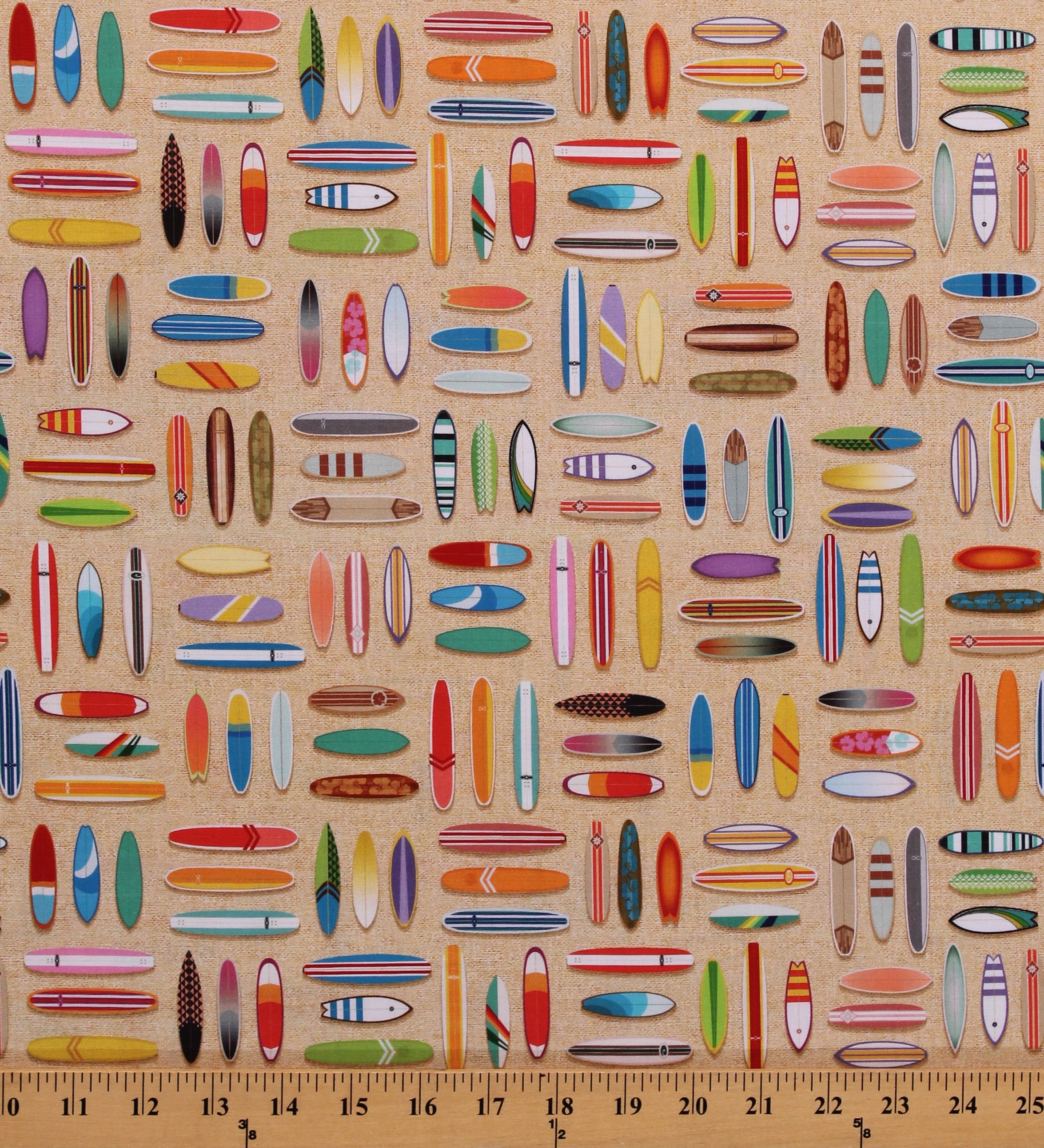 Cotton Surfing Life Beach Ocean Surfboards Tropical Garden Aloha Tan ...