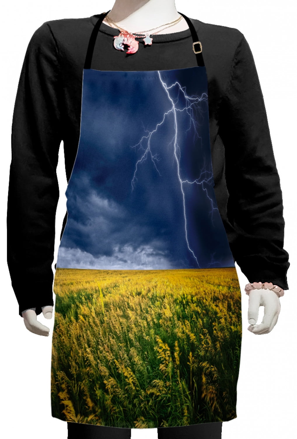 Nature Kids Apron, Thunder Bolt Above the Seasonal Field Electric Vibes ...