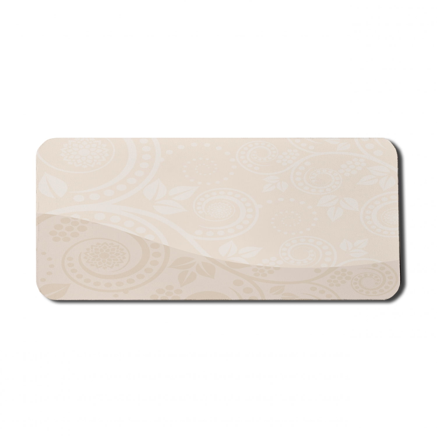 Ivory Computer Mouse Pad, Shabby Form Ornamental Floral Curved Leaves ...