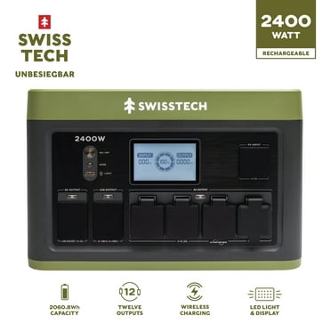 Swiss Tech 330W Power Station, 288.6Wh Capacity, Solar Compatible, Portable Battery, Outdoor and ...