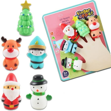 5 Pcs Christmas Cartoon Finger Puppets Toy Puppets Puppets Toy Children ...