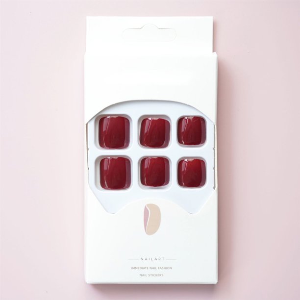 24 Pcs Square Fake Toenails Red Artificial Beach Full Cover False ...